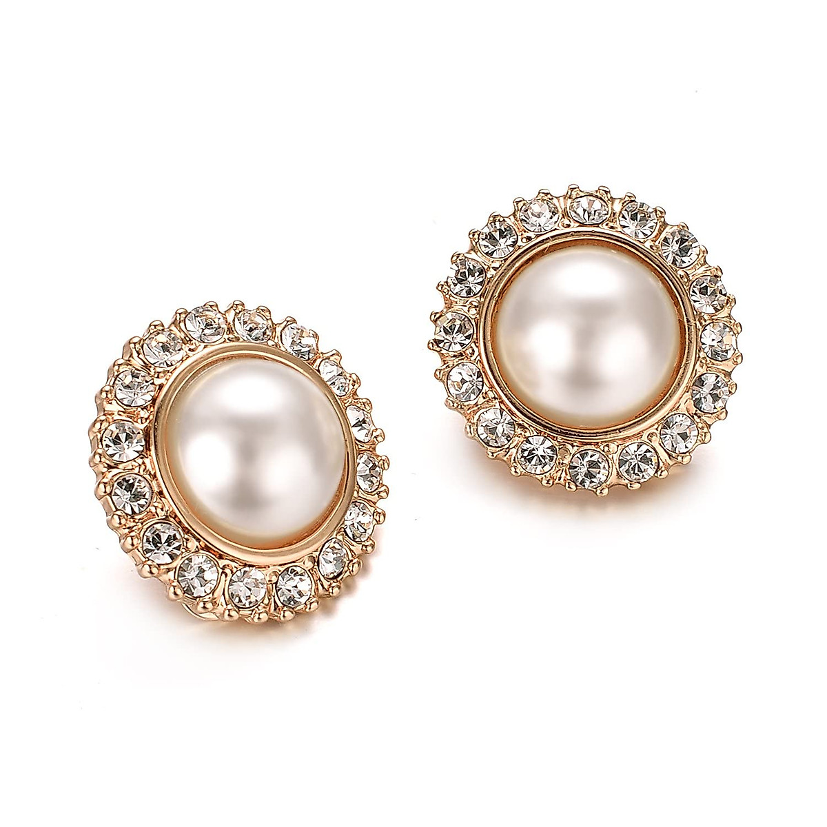 Yoursfs Ivory Pearl Clip On Earrings For Women 18k Gold Plated Flower Wedding Fashion Jewelry CZ Dainty Earring