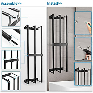 Wall Mounted Towel Rack Bathroom Towel Storage Metal Towel Holder for Storing Towels, Bath Towels, Bathrobes (Black)