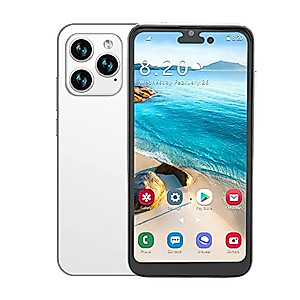 GOWENIC I14pro Plus Unlocked Phone, 6.1inch HD Screen Face Unlock Smartphone for Android 11, Dual SIM, 4G/64GB, GPS, Dual Camera 4G GSM Net Phone, Support 128G Memory Card, 4001mAh Battery(White)