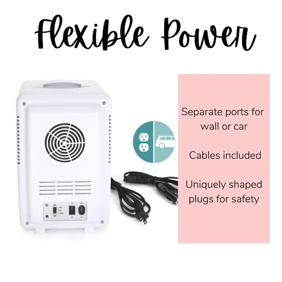 BERLIN GEAR Hot or Cold Mini Fridge for Office – 6 Liter Portable Mini Fridge for Makeup, Skincare, Snacks, & More – Mini Mini Fridge for Bedroom or Vanity with Lighted Glass Surface, White