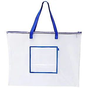 Healifty Art Portfolio Tote Bag PVC Waterproof Painting Board Storage Bag Drawing Tools Carry Bag for Bulletin Boards Artwork Charts and Teaching Material Blue