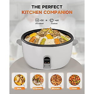 MOOSUM Commercial Rice Cooker, Large Capacity 30-Cup (UnCooked), 60-Cup (Cooked) with One Touch Operation and 12-Hour Keep Warm,Easy to Use and clean,1600W