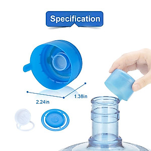 Magicfour 5 Pack Gallon Water Bottle Caps, Water Bottle Caps 55mm Non-Spill Replacement 3 & 5 Gallon Water Jug Caps Water Cooler Bottle Caps for 3 & 5 Gallon Water Jug, Dispenser