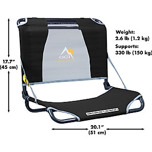 GCI Outdoor Big Comfort Wide Stadium Chair with Adjustable Backrest, Black