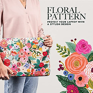 Rifle Paper Co. Laptop Sleeve 14” - Laptop Carrying Case with Padded Exterior, Satin Interior, Metallic Zipper - Floral Laptop Bag For MacBook Pro/Air M2 13 inch, HP, Asus, Dell - Garden Party Blush