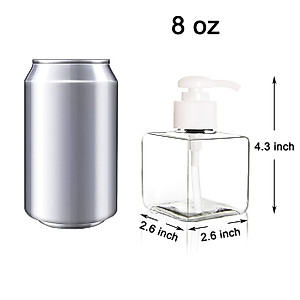 Youngever 5 Pack Clear Plastic Square Pump Bottles, Refillable Plastic Pump Bottles for Dispensing Lotions, Shampoos (8 Ounce)