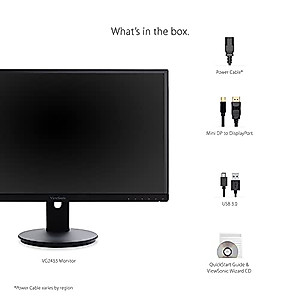 ViewSonic VG2453 24 Inch IPS 1080p Ergonomic Monitor with HDMI and DisplayPort for Home and Office, blue