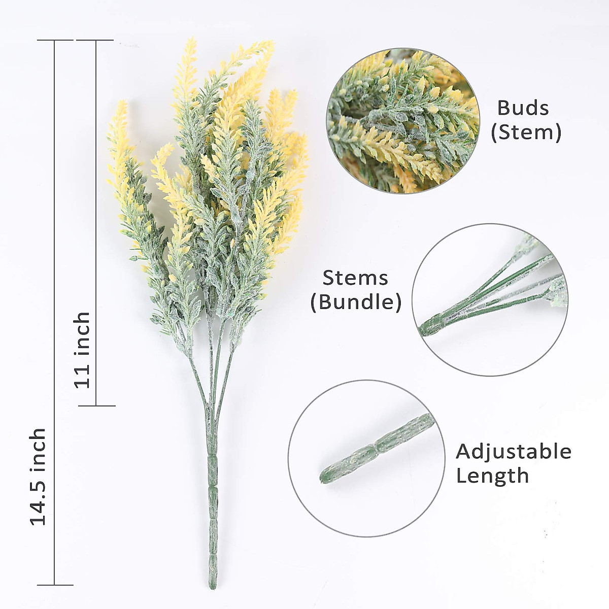 RECUTMS 8 Bunches Artificial Lavender Flowers for Outdoors Pieces to Make a Bountiful Flower Arrangement Nearly Natural Fake Plant to Brighten up Your Home Decor Party Wedding Garden Patio(Yellow)
