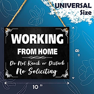 Working from Home Sign - 10 x 8 ALU Dibond Do Not Disturb Door Sign - No Soliciting Signs for Home - Home Office Door Sign - Door Signs for Home
