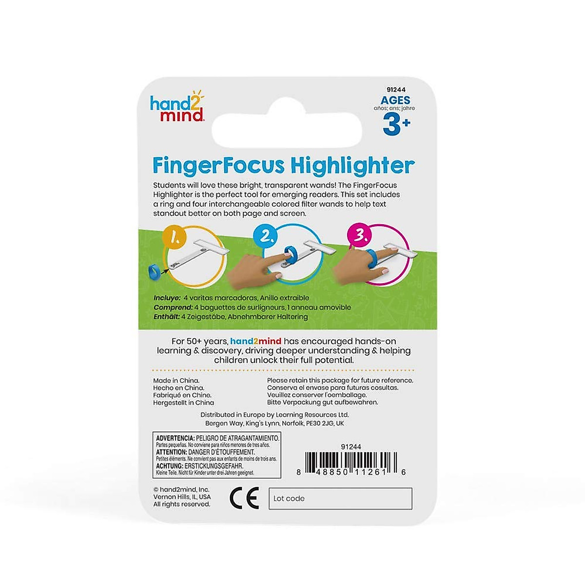 hand2mind Finger Focus Highlighter, Dyslexia Tools For Kids, Guided Reading Strips, ADHD Tools, Colored Overlays for Reading, Reading Tools for Kids, Calm strips, Homeschool Supplies (1 Pack)