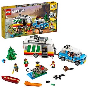 LEGO Creator 3in1 Caravan Family Holiday 31108 Vacation Toy Building Kit for Kids Who Love Creative Play and Camping Adventure Playsets with Cute Animal Figures (766 Pieces)