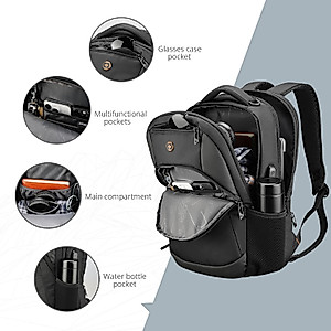 Swissdigital Pixel Travel Laptop Backpack-Laptops Backpack with USB Charging Port Smart Bag with RFID for Men & Women School Computer Bags Fits 15.6" Laptop and Notebook, Black SD-857