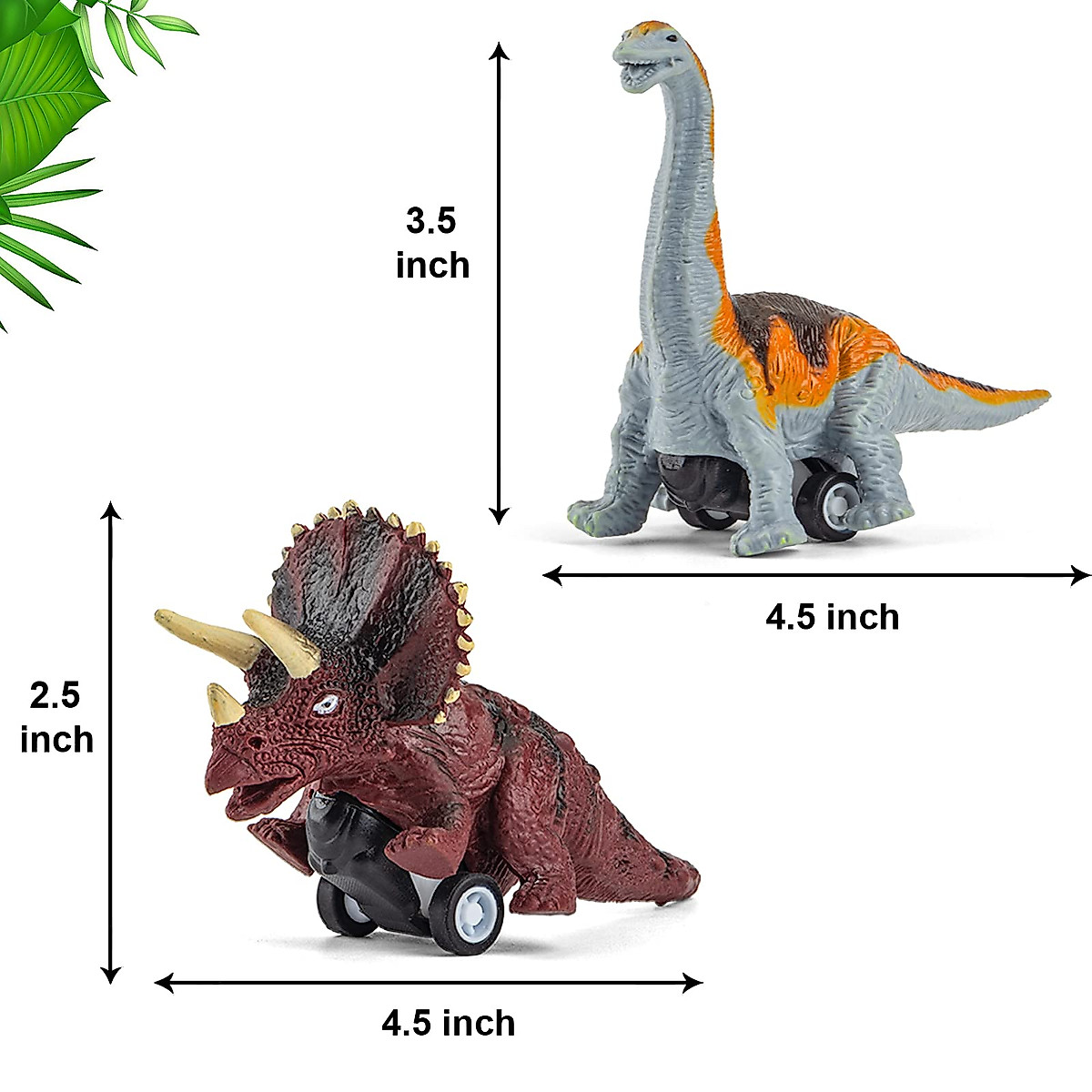 BOKABOKA 12 PCS 4.5" Pull Back Dinosaur Car Vehicle Toys for 2 3 4 5 6 Year Old Kids Children Toddlers Boy Girls Christmas Birthday Gifts