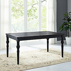 Roundhill Furniture Leviton Urban Style Wood Turned Leg Dining Table, Black
