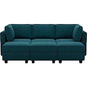Belffin Modular Sofa Bed Modular Sectional Sleeper Sofa Convertible Sectional Couch Bed Set with Reversible Chaise Peacock Blue