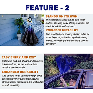 SIEPASA Spar. Saa Double Layer Inverted Umbrella with C-Shaped Handle, Anti-UV Waterproof Windproof Straight Umbrella for Car Rain Outdoor Use