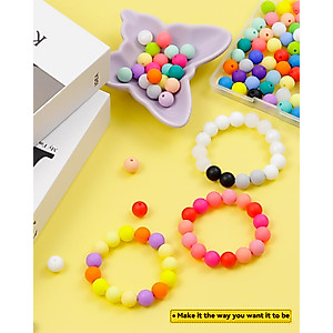 180PCS FIVEIZERO Silicone Beads, 30 Colors 12mm Silicone Beads Focal Beads Rubber Round Beads Mixed Color Silicone Lentil Beads Bulk for DIY and Keychain Accessories Silicone Beads Crafts Making