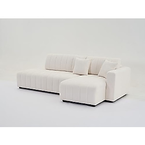 ERYE Oversized 2-Piece Right Facing Sectional Sofa Couch for Living Room, 104-Inch L-Shaped Wool Upholstered Channel Tufted Convertible Sofa&Couch with Left Chaise Daybed and Pillows