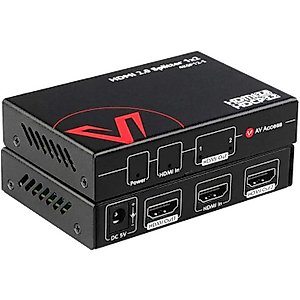 4K@60Hz/1080p@120Hz HDMI 2.0 Splitter 1 in 2 Out, Auto Downscaler with HDR10 &3D, 18Gbps Zero Latency, AV Access Gaming Splitter, Duplicate/Mirror Screens, HDCP 2.2, for Xbox, PS5