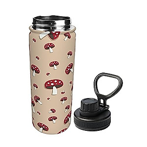 SARNFANS Ladybug 18 oz Sports Water Bottle,Spring Polka Dotted Silhouettes,Stainless Steel Vacuum Insulated Water Bottles,Leakproof Lightweight,Keeps Cold and Hot,Grey