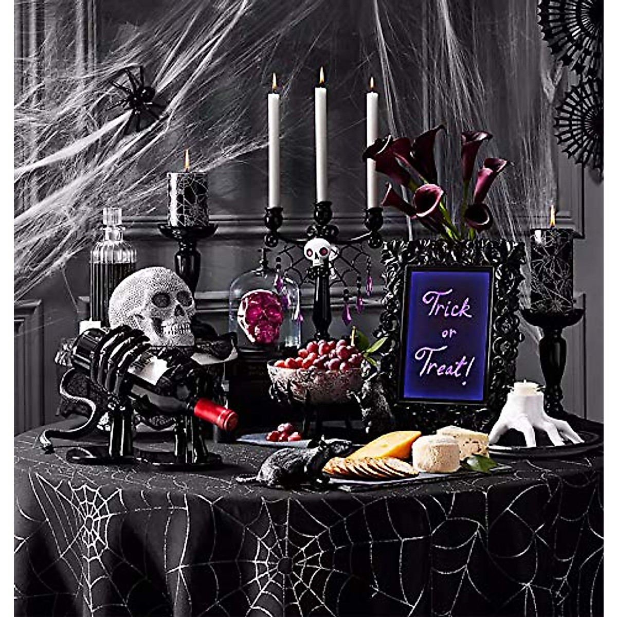 Halloween Spider Web Decoration with 80 Fake Spiders Haunted House Props