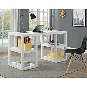 Ameriwood Home Parsons Double Pedestal Computer Desk, White