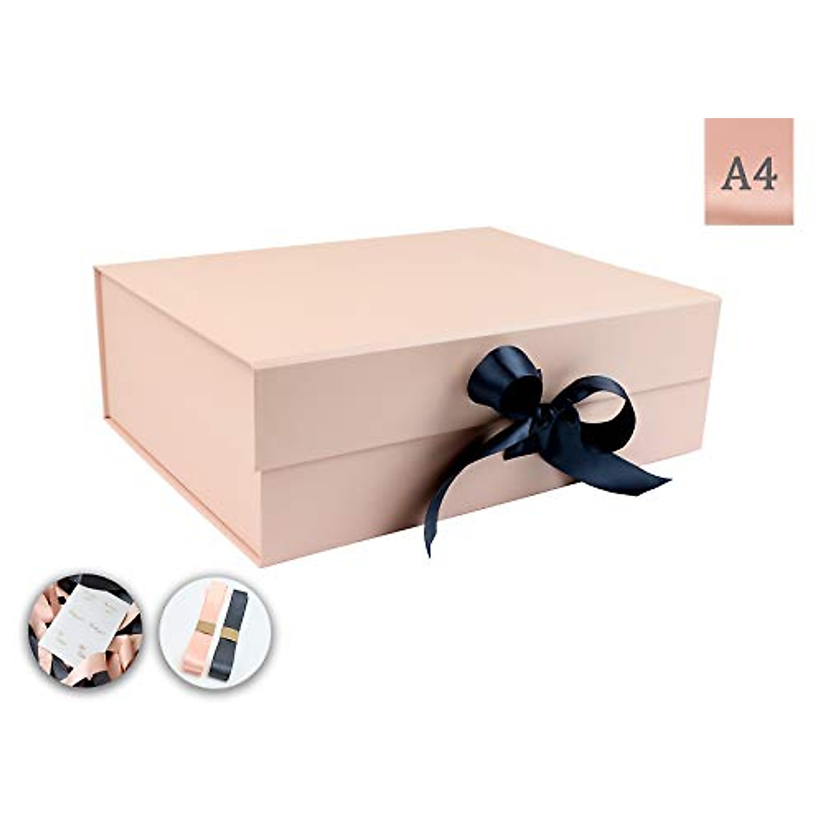 SKETCHGROUP Big Pink Gift Box with 2 Satin Ribbon and Magnetic Closure (A4 Size)