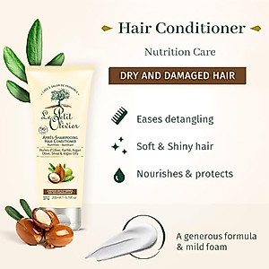 Le Petit Olivier Nutrition Hair Conditioner - Olive, Shea, Argan Oils - Detangles And Repairs - Enhances Softness And Elasticity Of The Hair - Suitable For Dry And Damaged Hair - 6.76 Oz