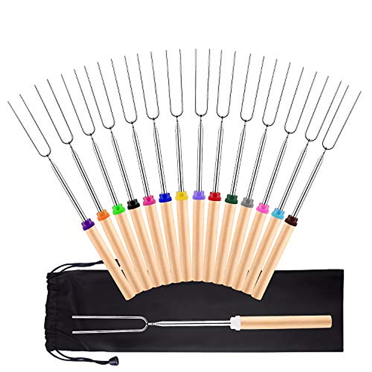 Fzbjayoon Marshmallow Roasting Sticks Set of 15 Smores Skewers Camping Cookware 32 Inch Campfire Roasting Sticks for Kids