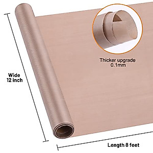 HTVRONT Teflon Sheets for Heat Press - 12" x 8 FT Non Stick PTFE Teflon Sheets Reusable Teflon Paper Roll Heat Resistant Teflon Mat