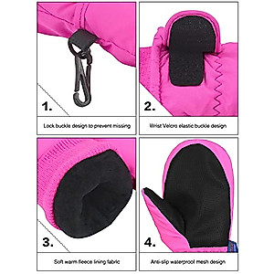 Toddlers Mittens Kids Winter Snow Waterproof Mitten Unisex Baby Lined Fleece Warm Skiing Gloves for Baby Boy Girl Black 1-2 Years