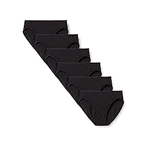 Amazon Essentials Women's Cotton High Leg Brief Underwear (Available in Plus Size), Pack of 6, Black, X-Large