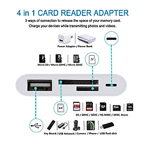 Anytrox SD TF Card Reader Adapter for iPhone/iPad,4 in 1 USB OTG Camera Connection Kits Adapter with SD TF Card Reader and Charge Adapter Compatible for iPhone/iPad,Support Newest iOS 16-White