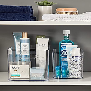 STORi Bliss Open Compartment Clear Plastic Organizer Set of 2 | 12x8 and 10x6 | Rectangular Makeup & Vanity Containers & Pantry Storage Bins with Pass-Through Handles | Round Corners | Made in USA