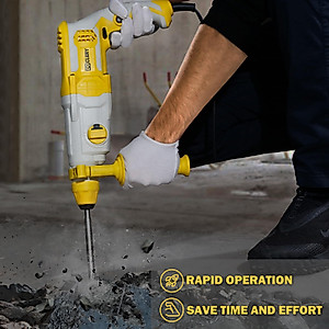 DOCLERY 1-1/4 Inch SDS-Plus Rotary Hammer Drill,7.5AMP,One Knob 4 Functions with Speed Adjustment, 5 SDS-Plus Bits