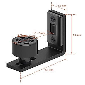 TOIMIOTOIM Sliding Barn Door Floor Guide Doors Bottom Wall Mount Adjustable Roller Double Wheel No Punching Required System 2 Pack Black, Smoothly and Quietly