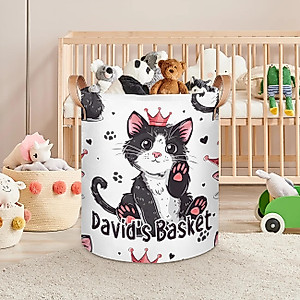 Personalized Laundry Basket, Custom Gift Laundry Hamper, Collapsible Nursery Waterproof Laundry Baskets, Dirty Clothes Toy Hamper with Handles Princess Cats Pattern