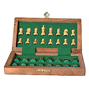 Chess Bazar - Magnetic Travel Pocket Chess Set - Staunton 7 X 7 Inch Folding Game Board Handmade in Fine Rosewood