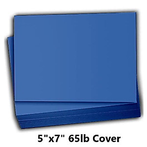 Hamilco Colored Scrapbook Cardstock Paper 5x7 Card Stock Paper 65 lb Cover 100 Pack (Cobalt Blue)