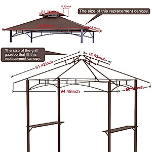 Grill Gazebo Replacement Roof for #L-GZ238PST-11 by ABCCANOPY