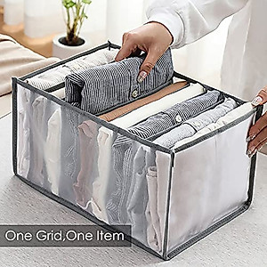 2 Pcs Jeans Storage Box Wardrobe Clothes Organizer 9 Grids Divider Closet Drawer Organizer Washable Foldable Storage Basket T-shirt,Legging,Skirts,Jeans Clothes Organizer