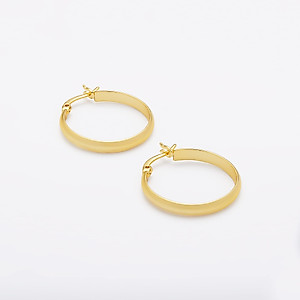 Amazon Essentials 14K Gold Plated Chunky Rounded Hoop 25mm, Yellow Gold