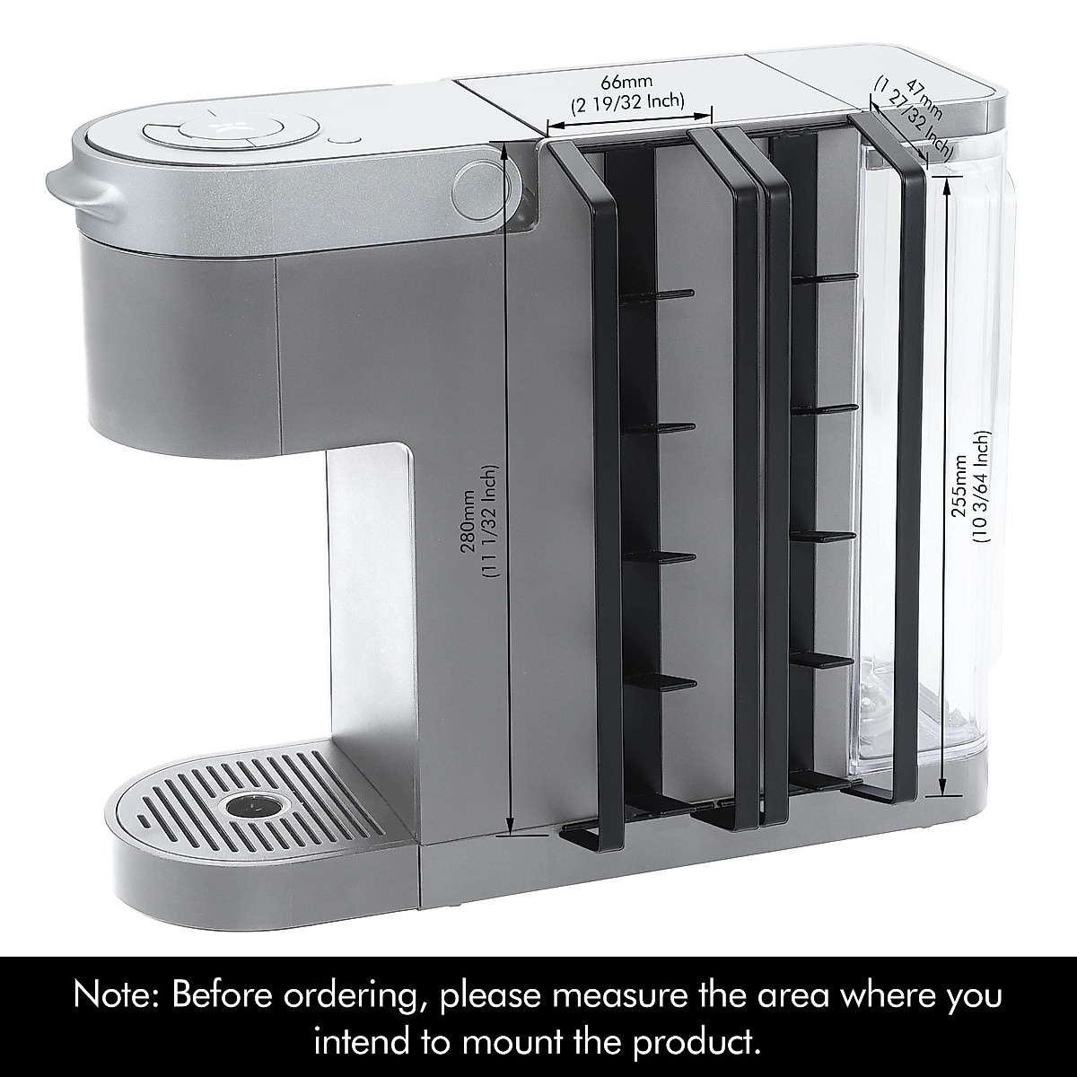 KES Coffee Pod Holder for Keurig, Side Mount Coffee Pod Holder Adhesive, Sturdy Metal K Cup Organizer and Storage, Matte Black, 2 Pack/For 10 K Cups, KCPH500-BK-P2