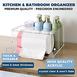Storage Standard Trash Bag Kitchen Organizers and Storage Under Sink Dispenser - Large Garbage Bag Under Sink Organizer Bathroom - Acrylic Bathroom Storage Organizer Cabinet