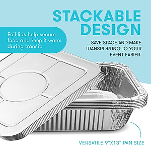 Disposable Chafing Dish Buffet Set Food Warming Trays - 3 Water Food Warmer Pans, 6 Foil Pans, 6 Lids - Buffet Set Trays Food Warmers for Parties & Events - Replacement Chafing Dishes for Catering