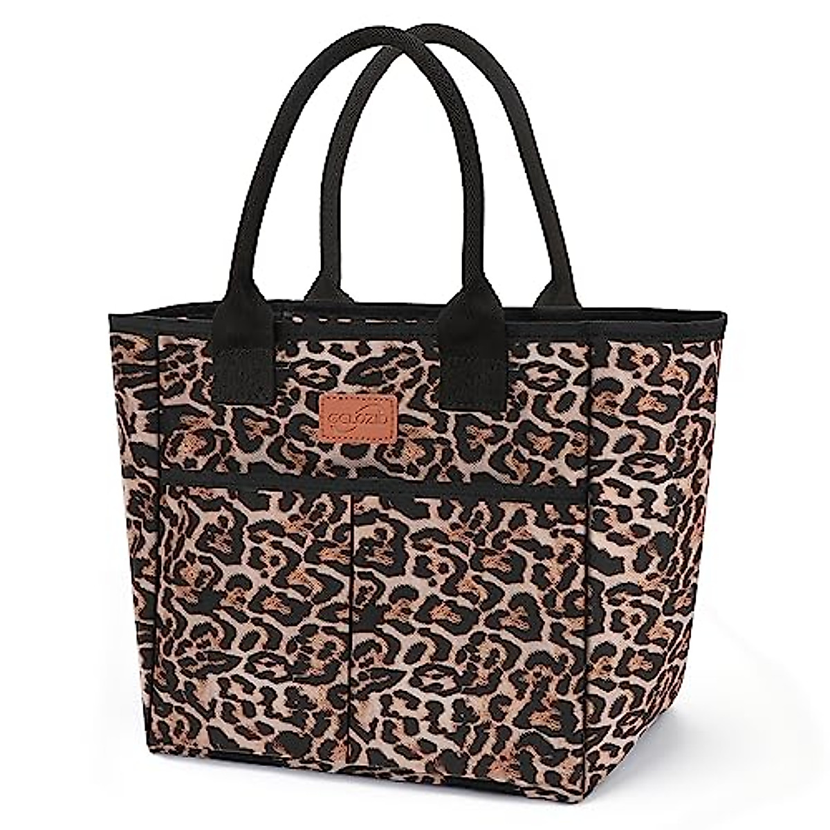 Gelozid Lunch Bag, 16-Can Large Lunch Bag for Women Men, Insulated Lunch Box with Pockets for Work Office Beach Picnic, Leakproof Reusable Portable Lunchbox, Leopard Print