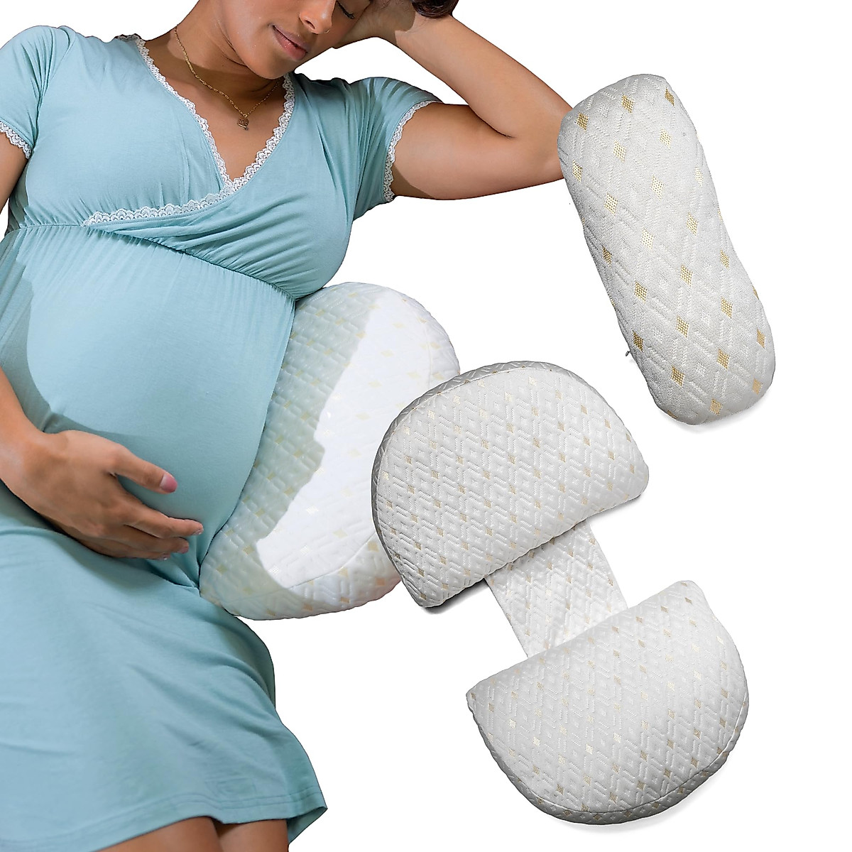 Dukanix Pregnancy Pillows for Sleeping, Pregnancy Body Pillow, Support for Belly, Back, Hip and Leg, Maternity Pillow with Adjustable Cooler Cover, Pregnancy Wedge Pillows Ideal for Pregnancy Travel,