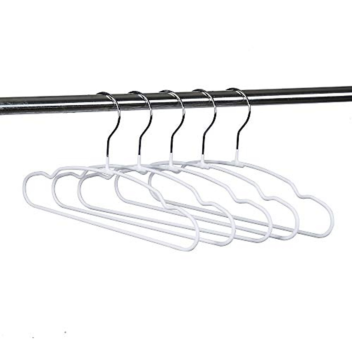 Amber Home 11.8" Lovely Baby Clothes Hangers 20 Pack, Sturdy Metal Wire & Cute White Coating Children Toddler Kids Clothes Hangers for Shirt Coat Pants Trousers (White)