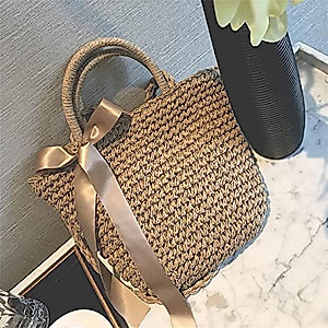 Straw Bag for Women - Woven Beach Bag Straw Tote Bag 2 in 1 Shoulder Bags and Handmade Straw Handbags for Summer