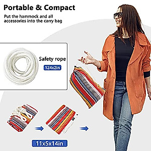 ROOITY Patio Hammock Double Hammocks with Portable Carrying Bag,Soft Woven Fabric, Up to 450 Lbs Hanging for Trees,Garden,Backyard,Porch,Outdoor and Indoor XXX-Large Stripe